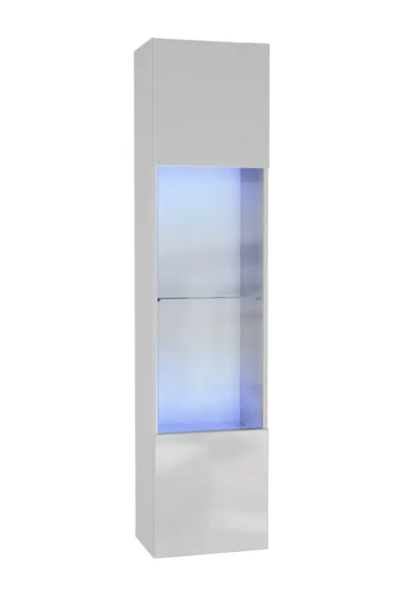 Шкаф навесной со стеклом НК-Мебель POINT ТИП-42 Белый глянец 40х29х170 см