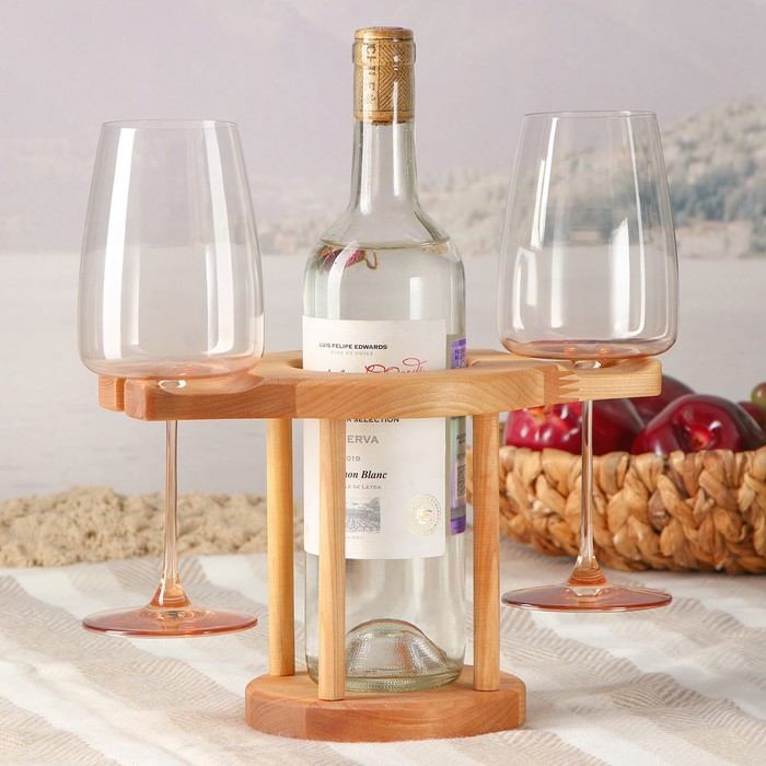 Столик-поднос для вина на 2 персоны Adelica, 25x15x1,8 см, берёза