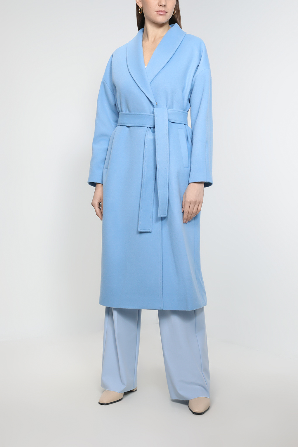 Пальто женское Belucci BL23016190-009 голубое 48 RU