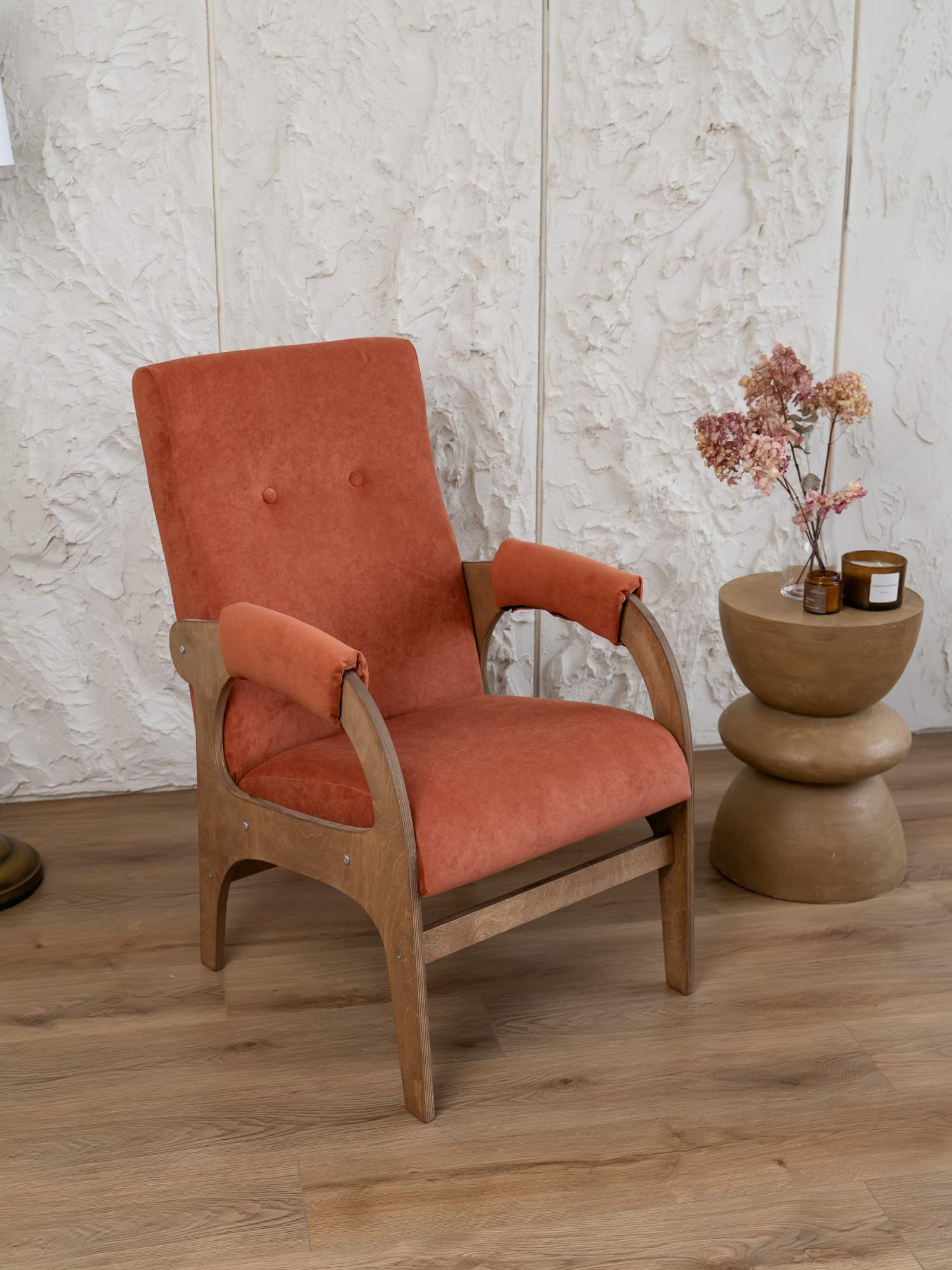 Кресло ZASIDELIS ENJOY оранжевый 55x78,5x96 см, коричневое масло