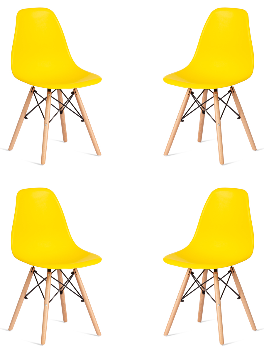 Комплект стульев TetChair CINDY 4 шт, пластик желтый