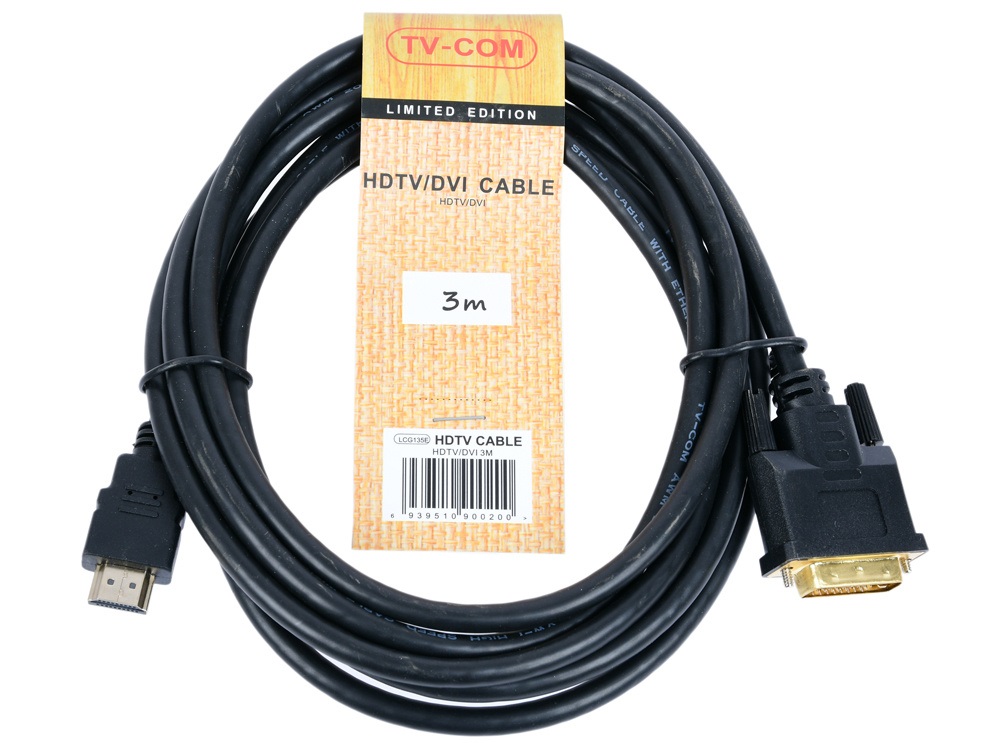 Кабель TV-COM HDMI-DVI, M-M 3м Black (LCG135E-3M)