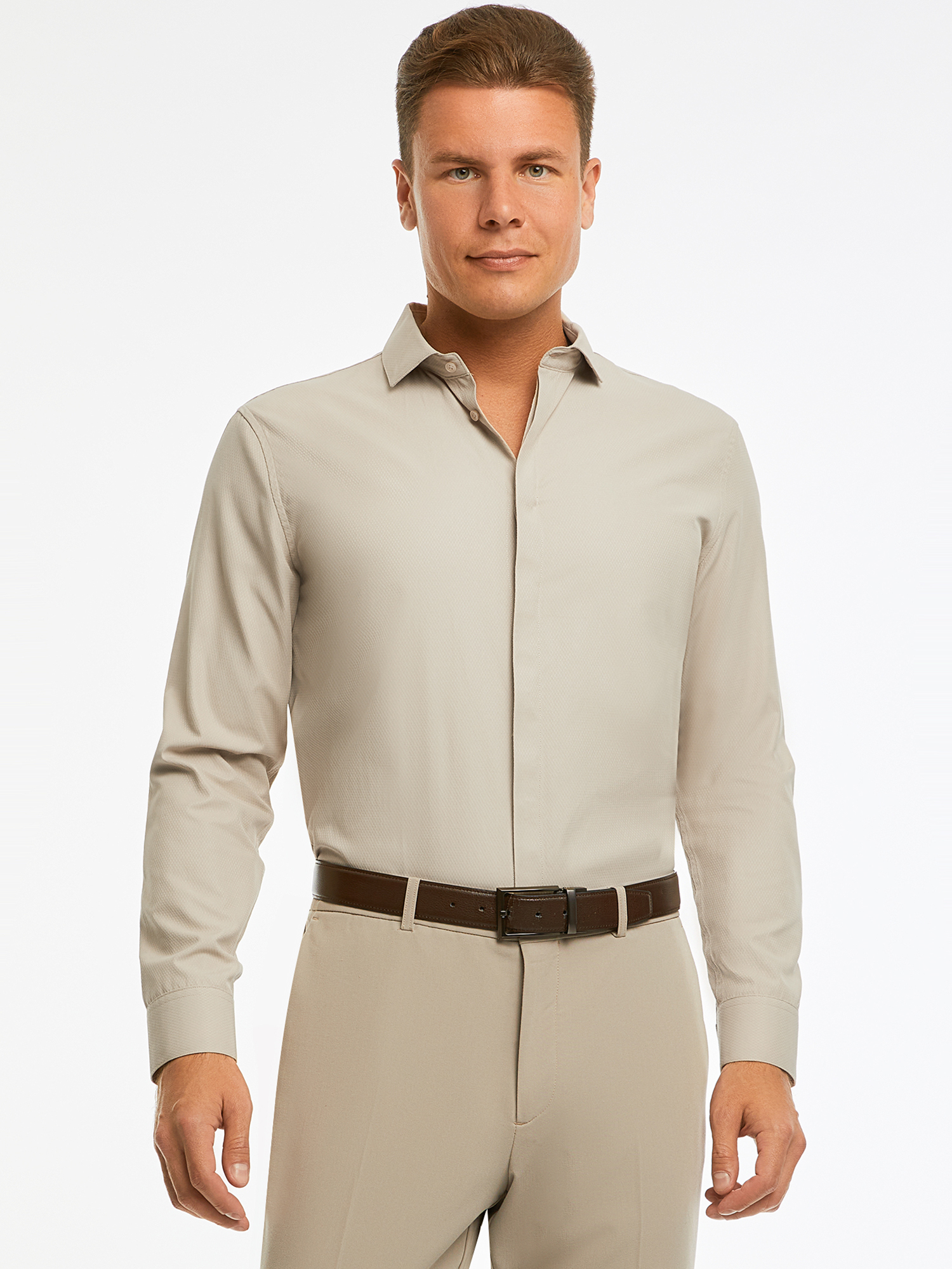 Рубашка мужская oodji 3B110017M-6 коричневая S