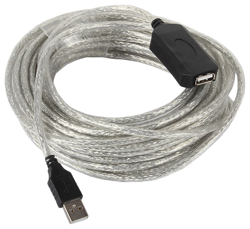 Кабель VCOM USB A-USB A, M-F 10м Transparent (VUS7049)
