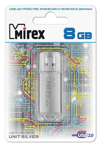 Флешка MIREX Unit 8ГБ Silver (13600-FMUUSI08)