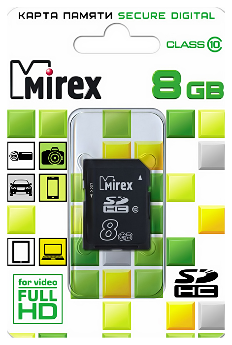 Карта памяти Mirex SDHC 13611-SD10CD08 8GB