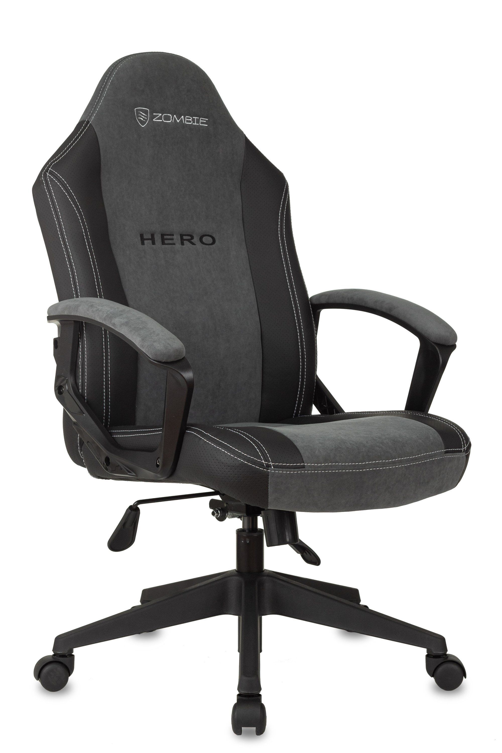 Кресло игровое ZOMBIE HERO черный/серое, ткань/экокожа, крестовина пластик