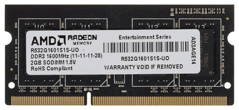 Оперативная память AMD 2Gb DDR-III 1600MHz SO-DIMM (R532G1601S1S-UO)