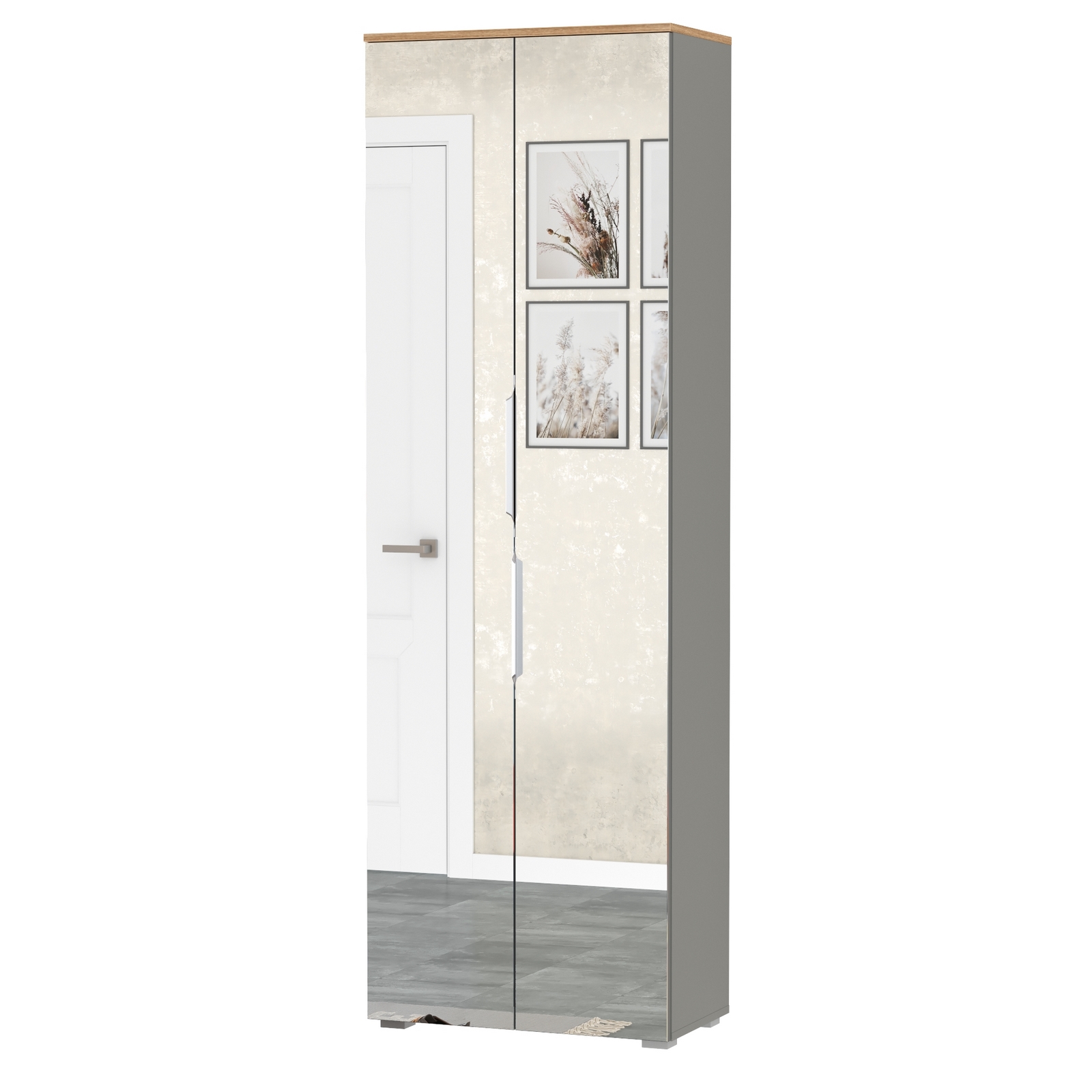 Шкаф для одежды Моби Октава 13.338 серый графит/дуб золотой, 64,4х35,3х197,6 см