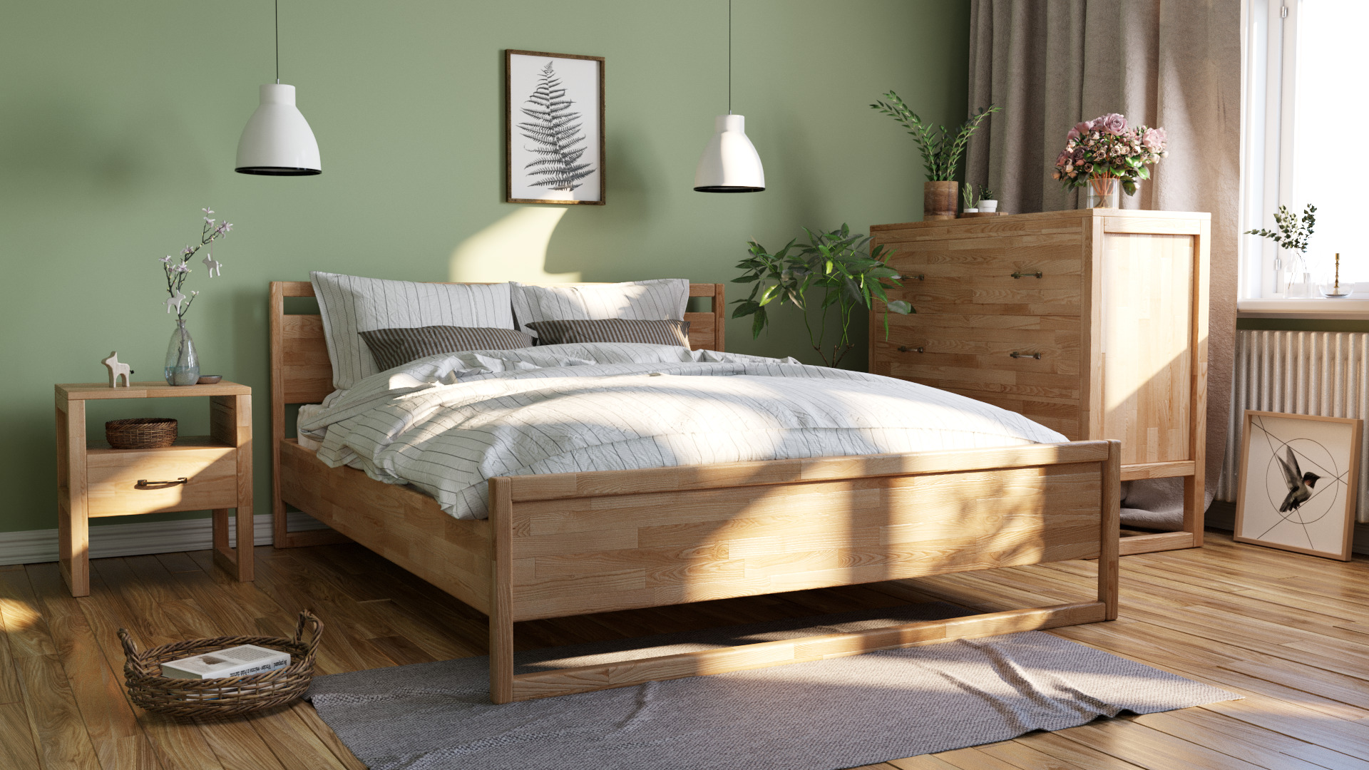 Кровать двуспальная деревянная Равновесие Next 160х200 см, из массива березы