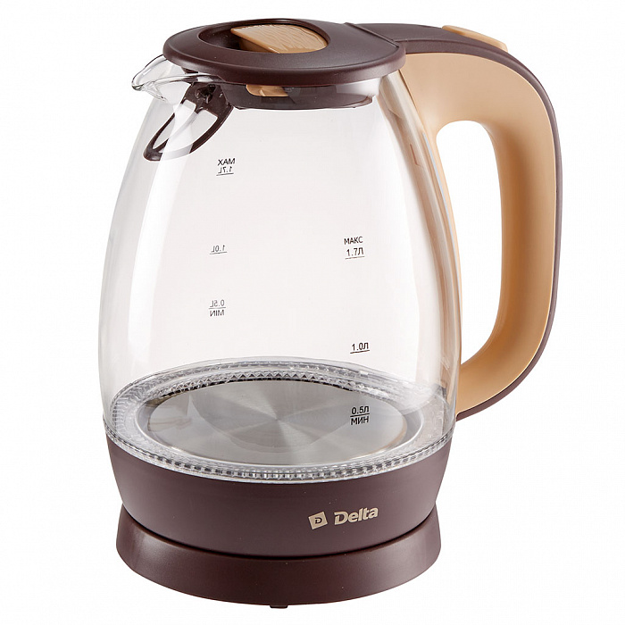 Чайник электрический Delta DL-1203 1.7 л Brown, Transparent