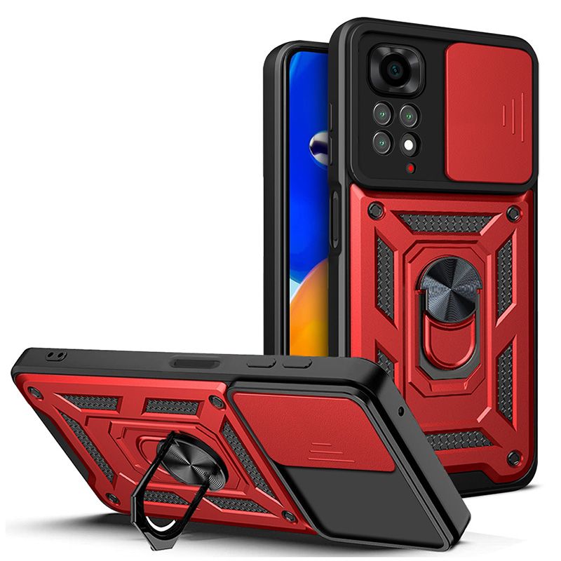 Чехол с кольцом Bumper Case для Xiaomi Redmi Note 11 / 11S (красный)