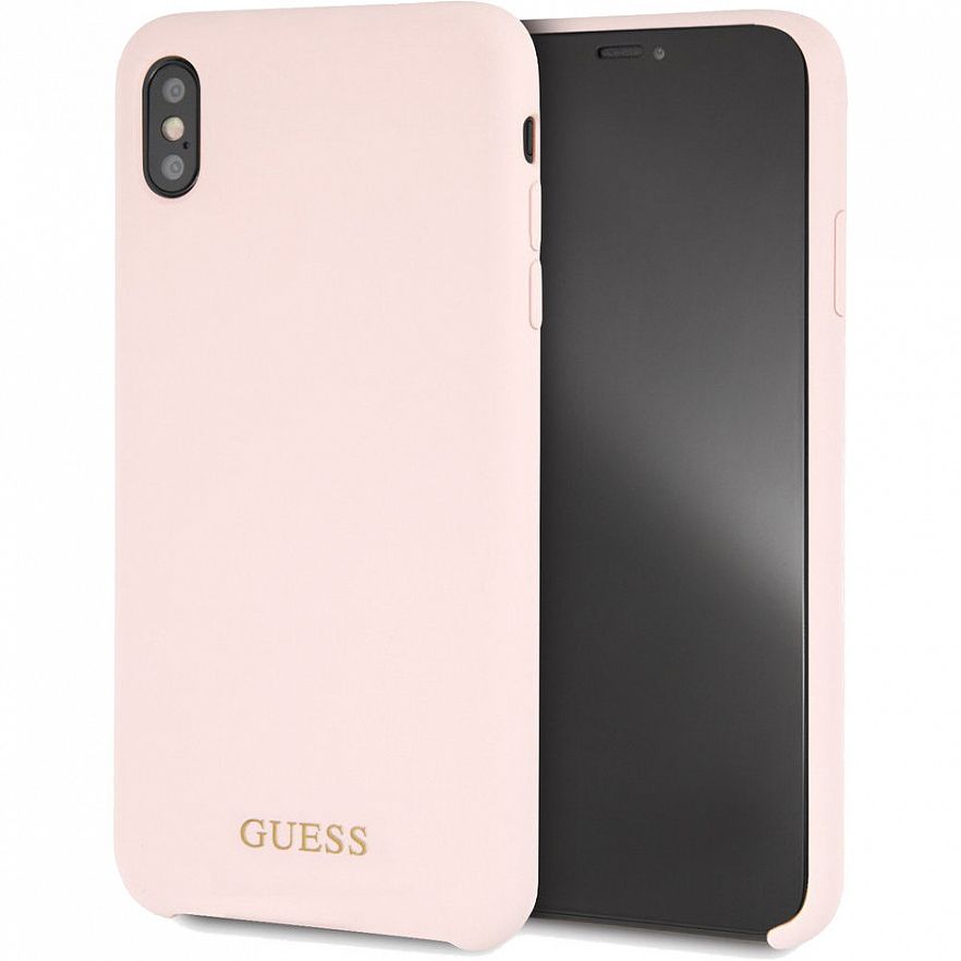 Чехол Guess Silicone Hard Gold Logo для iPhone XS MAX Pink