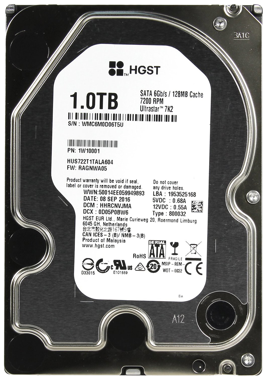 Жесткий диск HGST Ultrastar DC HA210 1ТБ (HUS722T1TALA604)