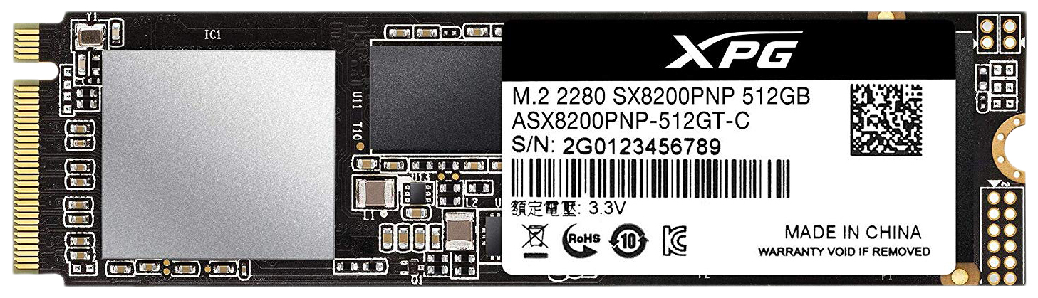 SSD накопитель ADATA XPG SX8200 Pro M.2 2280 512 ГБ (ASX8200PNP-512GT-C)