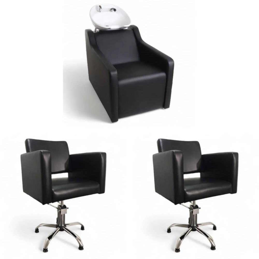 Парикмахерское кресло Мебель Бьюти Кубик, 2 кресла, 1 мойка глубокая белая раковина
