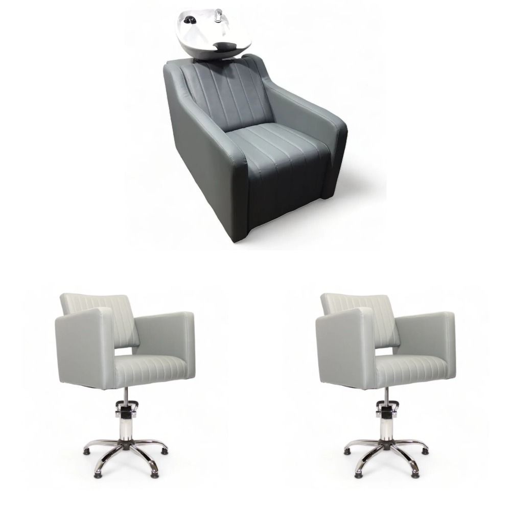 Парикмахерское кресло Мебель Бьюти Фьюжн, 2 кресла, 1 мойка глубокая белая раковина