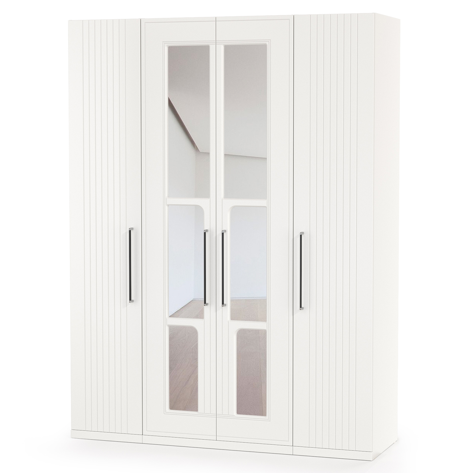 Шкаф для одежды 4-х створчатый Mobi Валенсия белый шагрень, 168х54,2х225,3 см