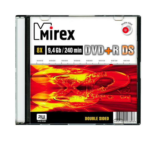 Диск для записи Mirex DVD+R 9,4Gb 8x Slim Case Double Side (203896)