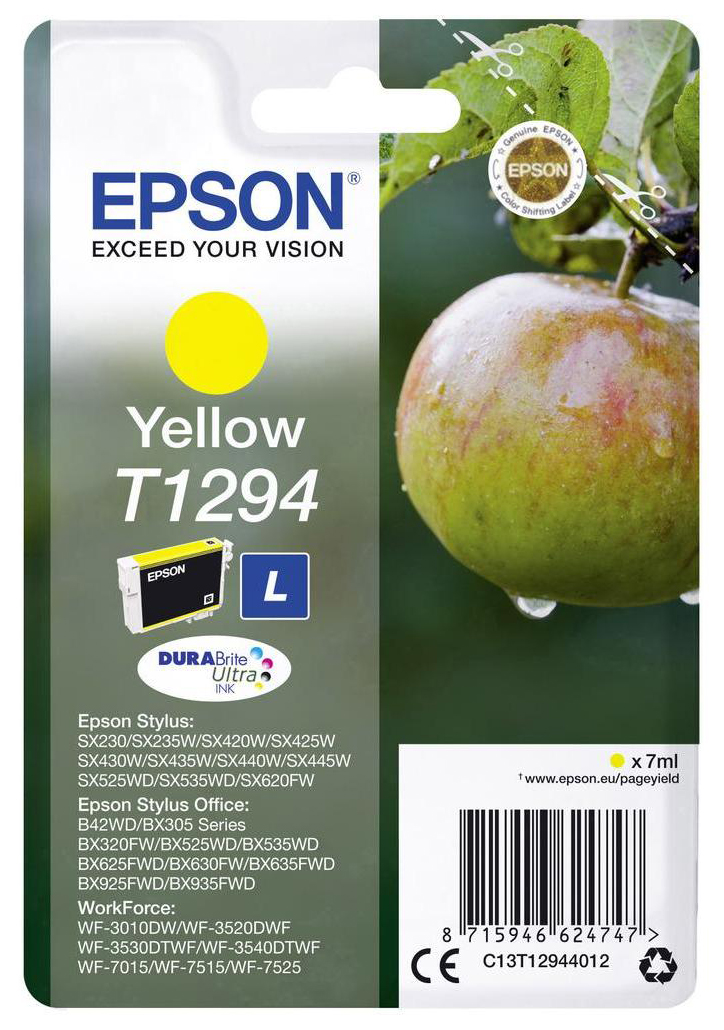 Картридж для струйного принтера Epson C13T12944011, желтый, оригинал