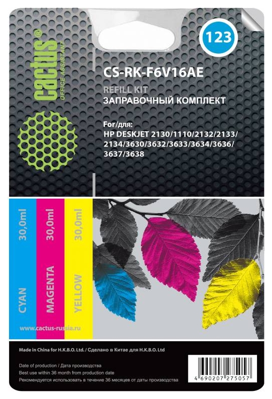 Заправочный комплект для струйного принтера Cactus CS-RK-F6V16AE цветной