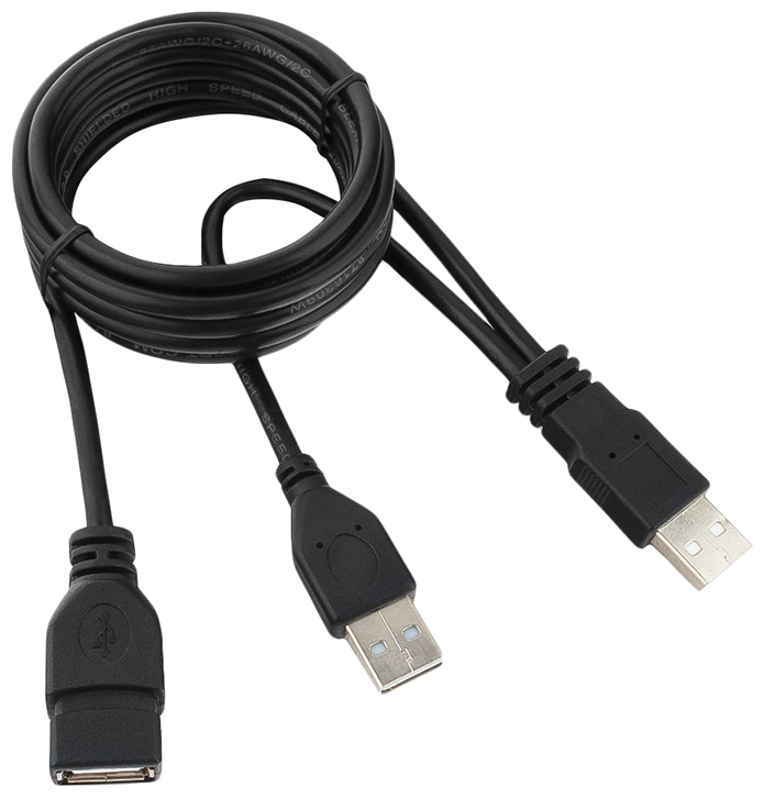 Кабель Gembird 2xUSB A-USB A, M-F 1,8м Black (CCP-USB22-AMAF-6)