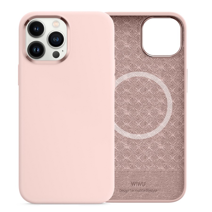 Чехол WiWU Magnetic Silicone Phone Case для iPhone 13 Pro Max 6.7inch Chalk Pink