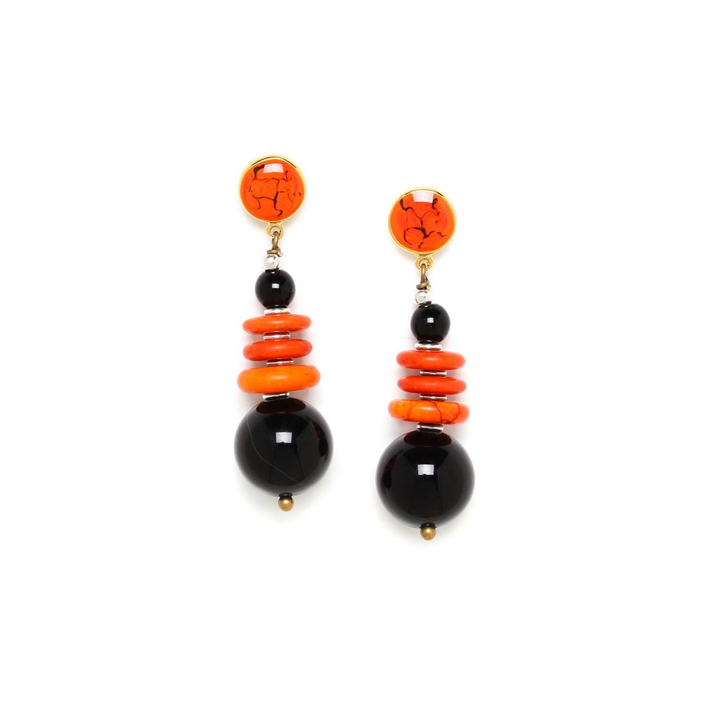 Серьги подвески из бижутерного сплава Nature Bijoux Halmahera, агат/говлит