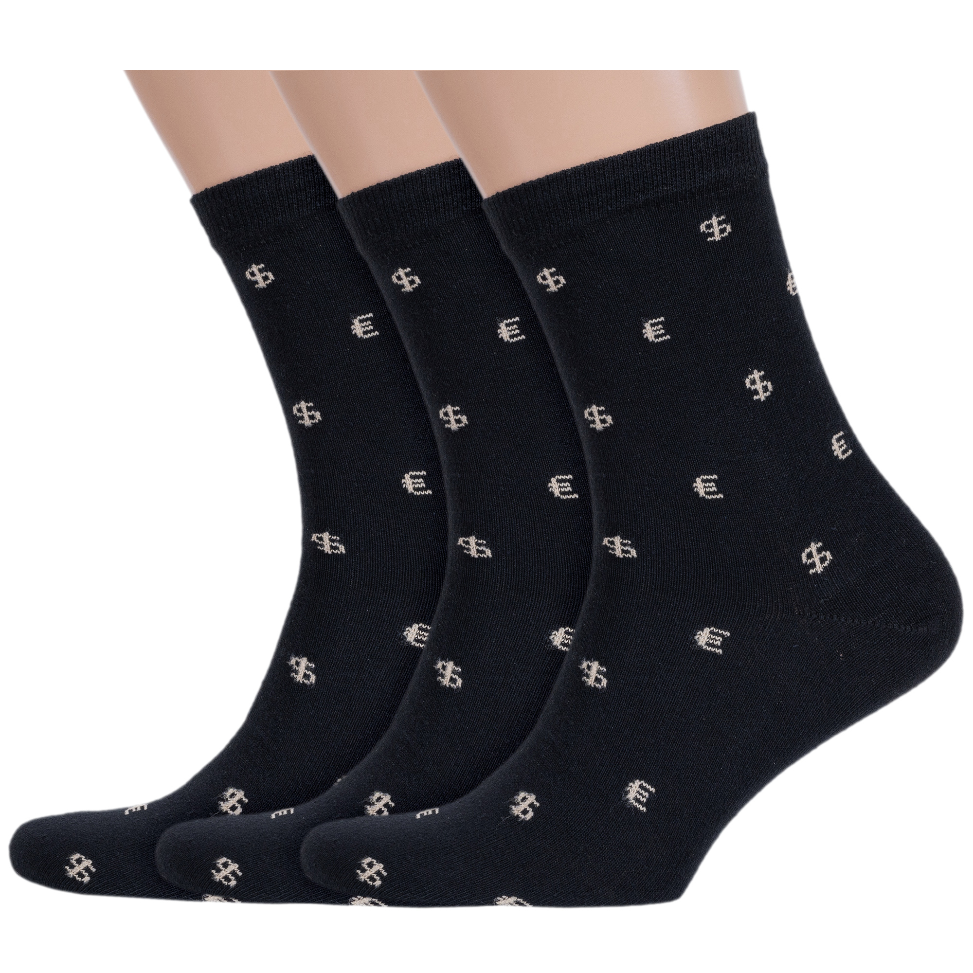 Комплект носков мужских Альтаир 3-С3 черных; бежевых 25