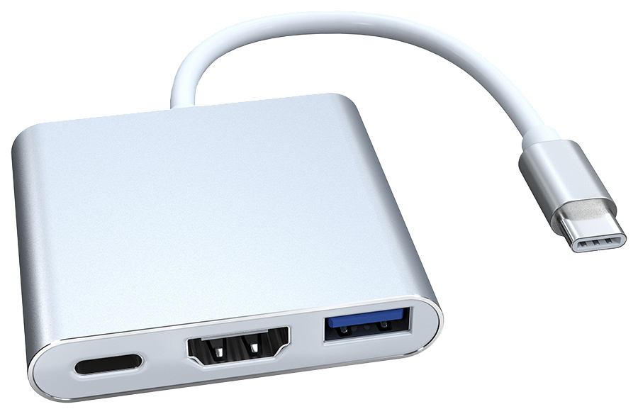 Адаптер RED LINE USB Type-C-HDMI/USB A/USB Type-C, M-F White
