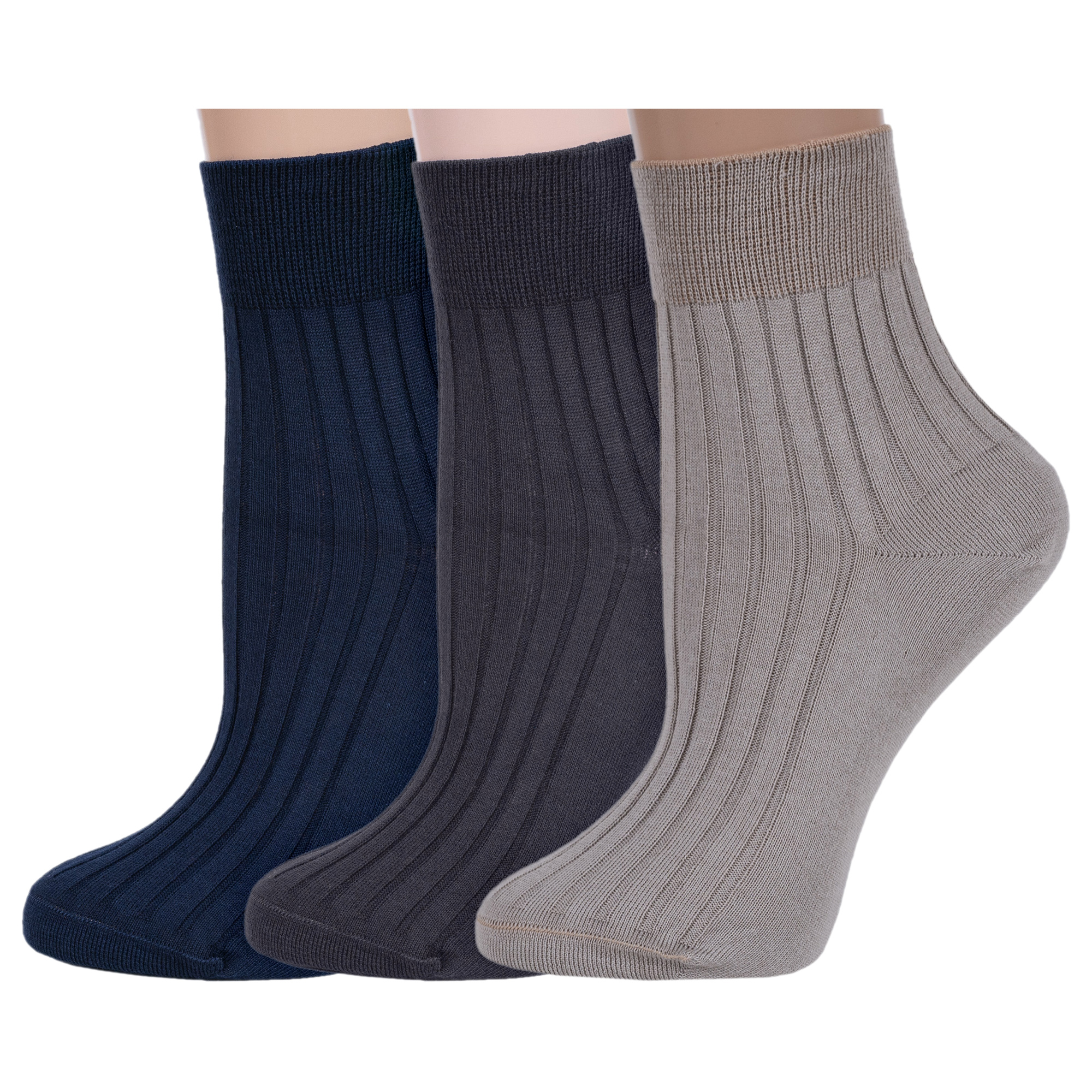 Комплект носков женских Rusocks 3-Ж3-11001 бежевых; синих; серых 23