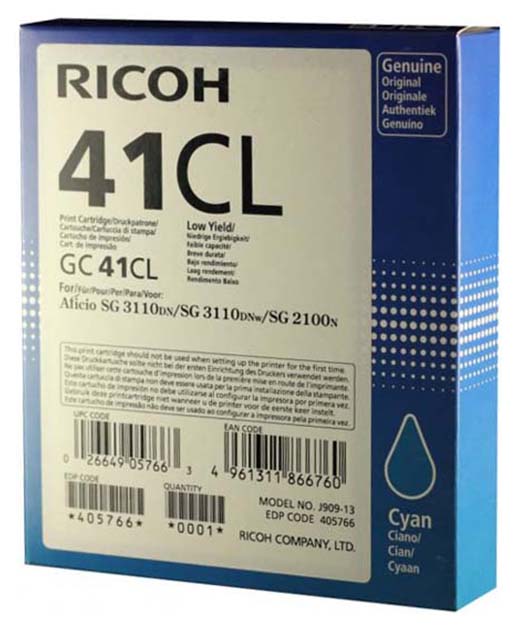 Картридж для лазерного принтера Ricoh GC 41CL, голубой, оригинал
