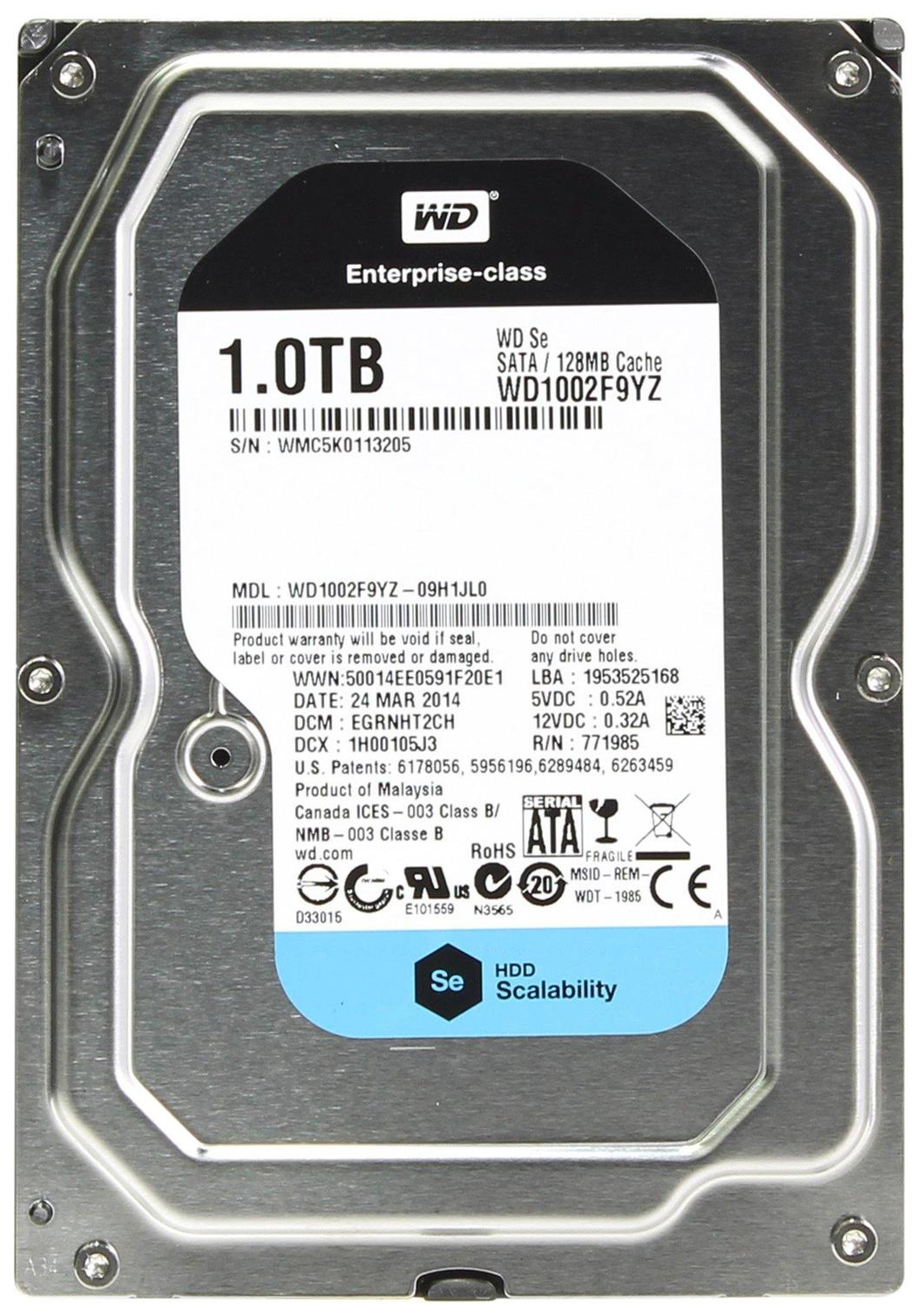 Внутренний жесткий диск Western Digital 1TB (WD1002F9YZ)