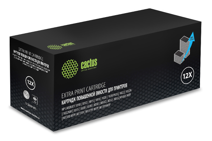 Тонер-картридж для лазерного принтера CACTUS CS-Q2612X-MPS черный, совместимый
