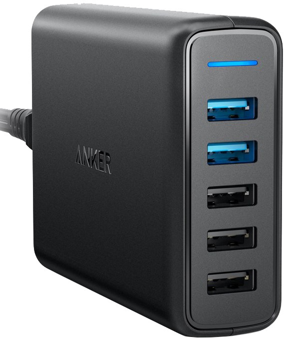 Сетевое зарядное устройство Anker PowerPort 5, 6xUSB, 12 A, black