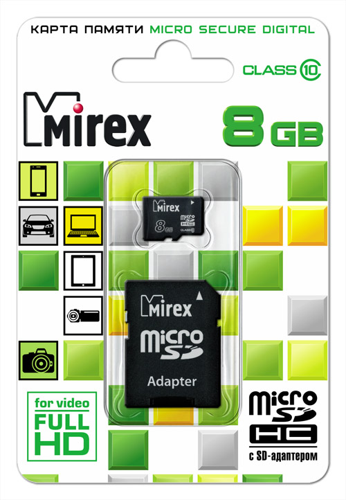 Карта памяти MIREX Micro SDHC class 10 8GB