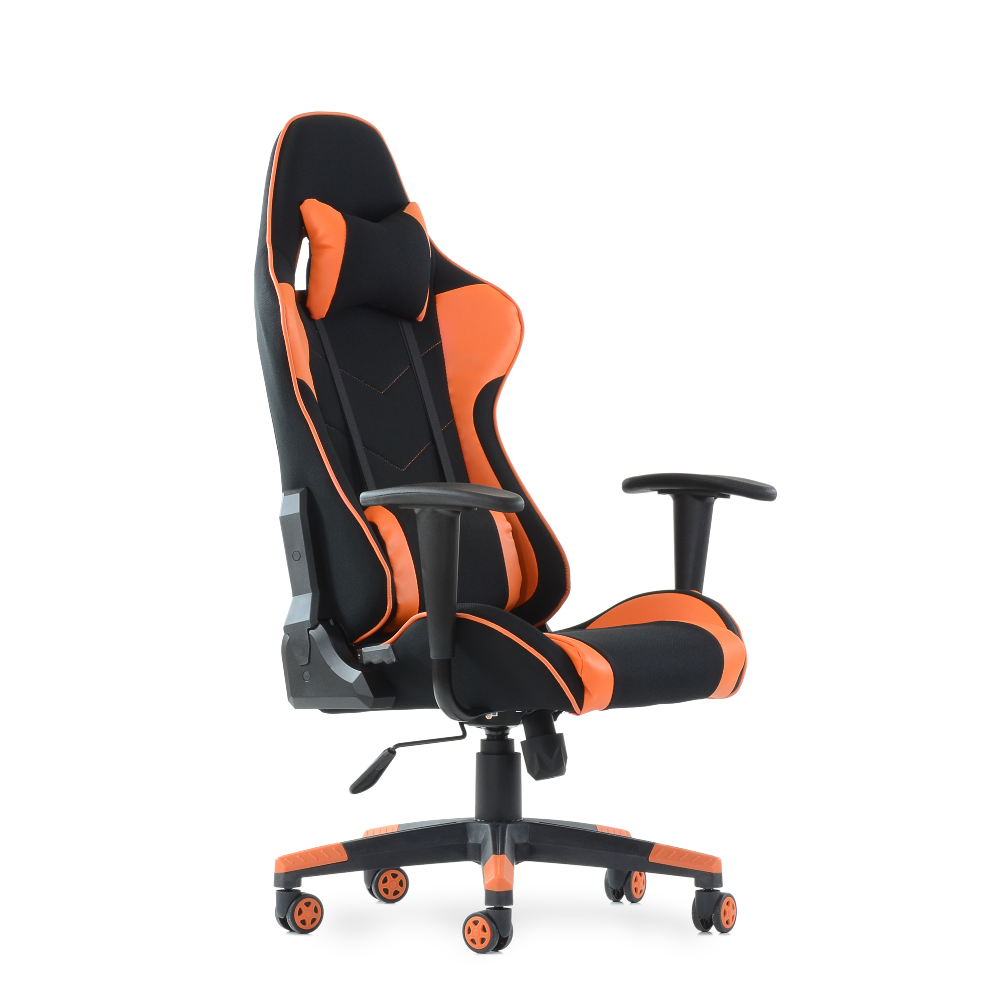 Кресло Barneo K-50 черная сетка оранжевые вставки, реклайнер, игровое