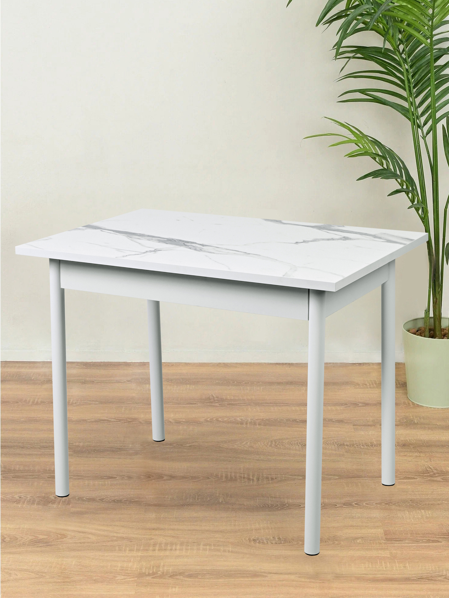 Обеденный стол Elemfort Рим 95х64х75 см, мрамор белый