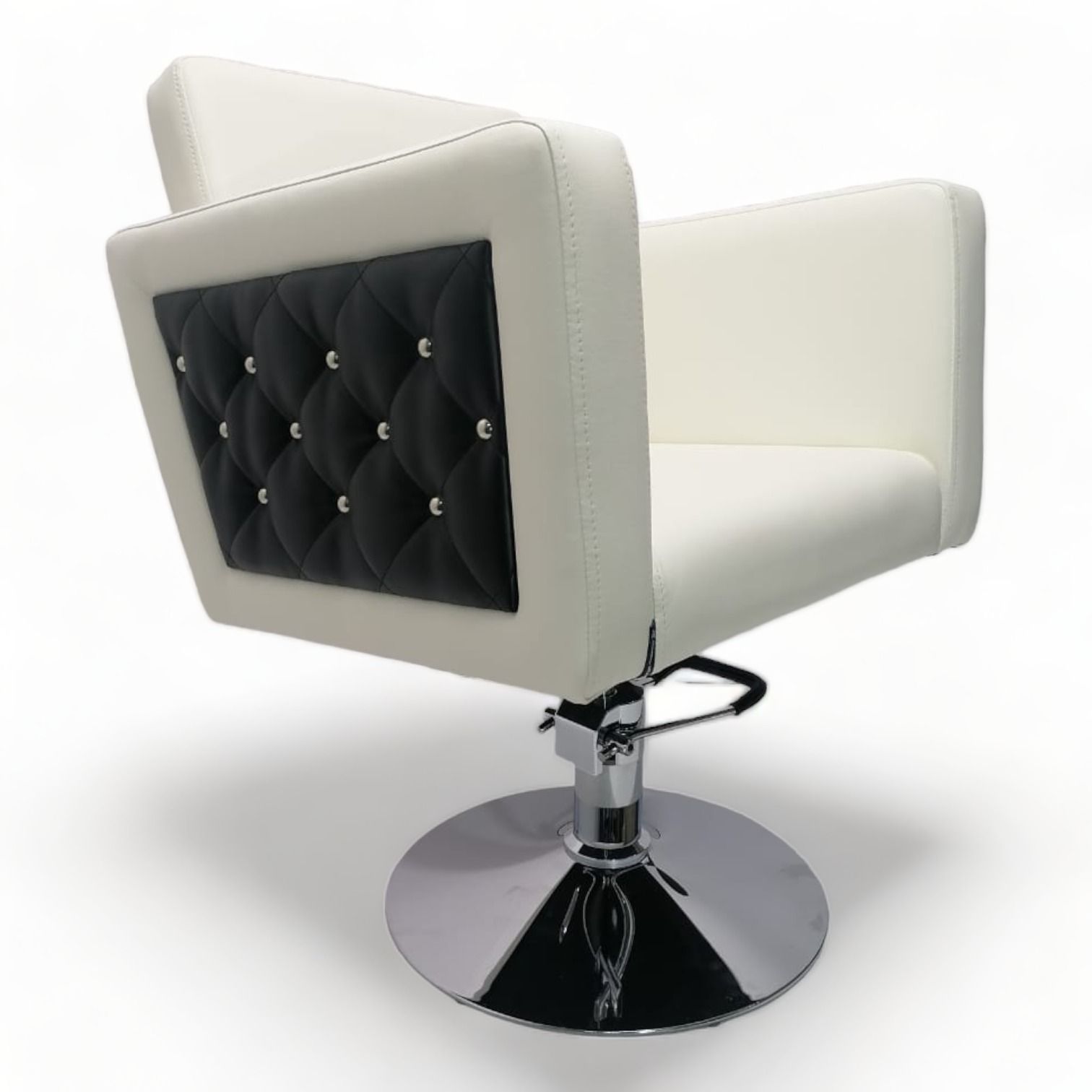 Парикмахерское кресло Мебель Бьюти Рок, Бело-черный, Гидравлика диск