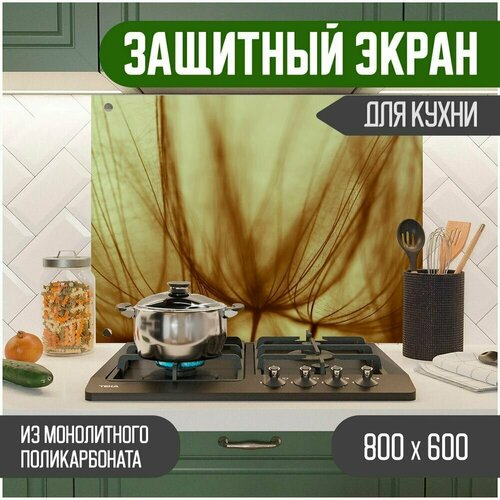 Защитный экран для кухни 800 х 600 х 3 мм Цветы с фотопечатью прозрачное