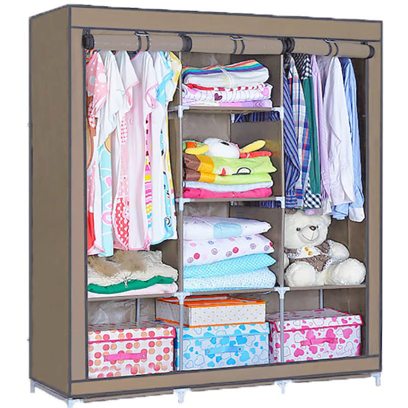 Складной шкаф тканевый каркасный для одежды STORAGE WARDROBE X0001 175_130_45см коричневый