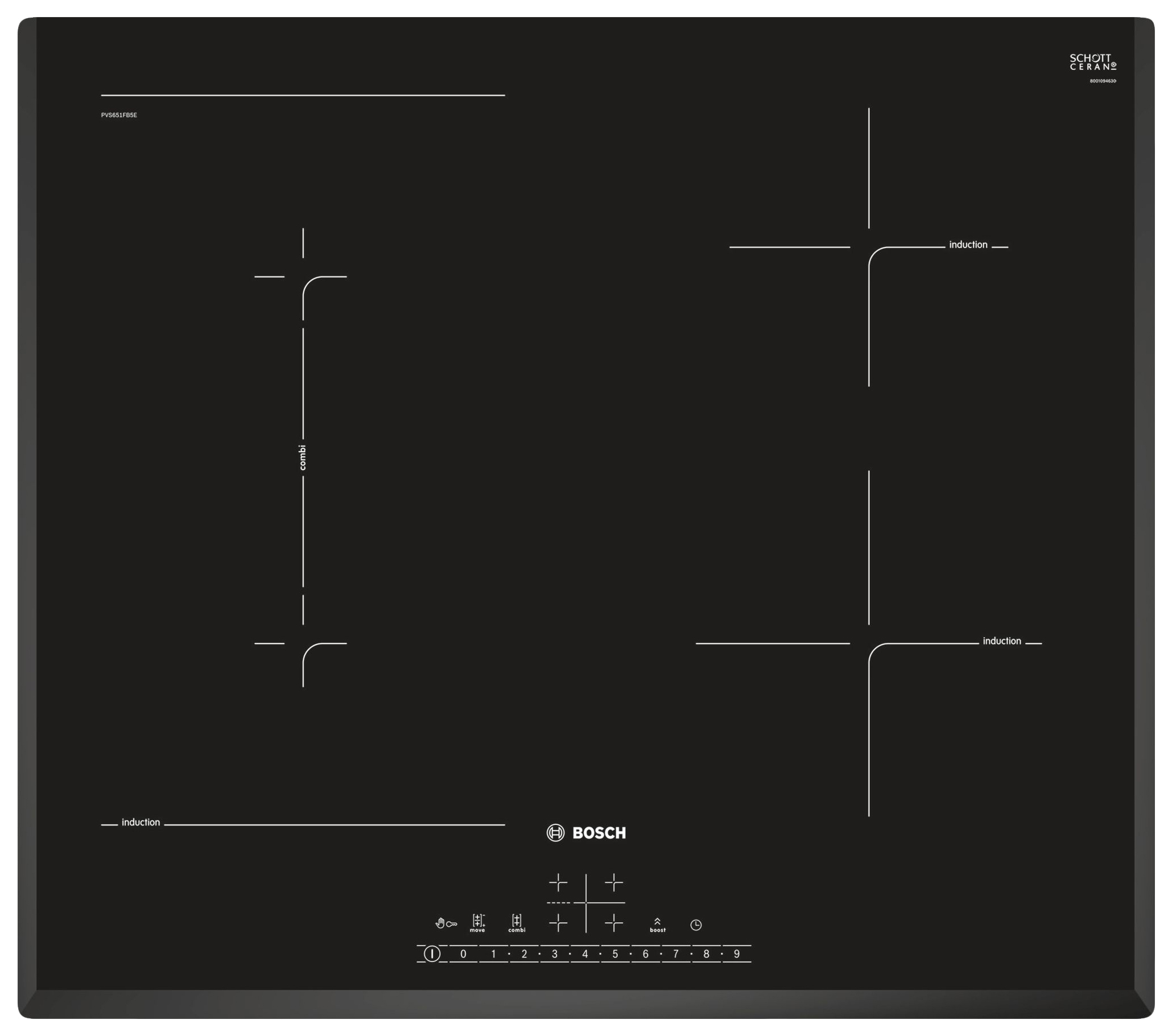 Встраиваемая варочная панель индукционная Bosch PVS651FB5E черный