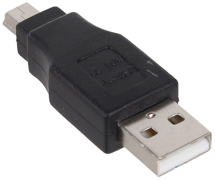 Переходник 3Cott 3C-USBAM-MINI-USB5PM-AD26, с USB A/M на Mini USB/M, черный