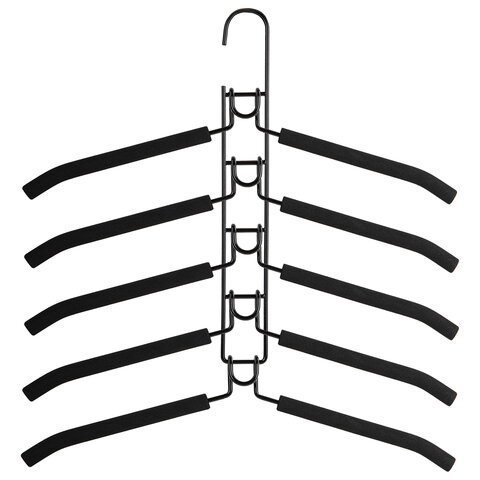 Вешалка-плечики трансформер 5 плечиков, металл с покрытием, черные, BRABIX, 607474