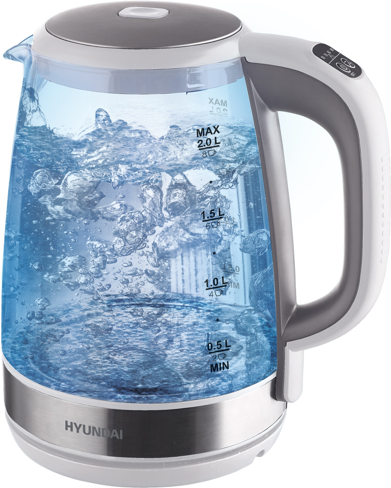Чайник электрический HYUNDAI HYK-G8880 2 л серый
