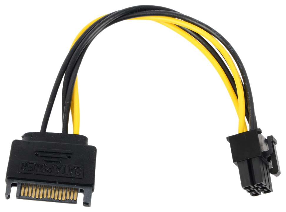 Адаптер Orient SATA 15 pin-PCI-e 6 pin, M-M 0,15м Black (C512)
