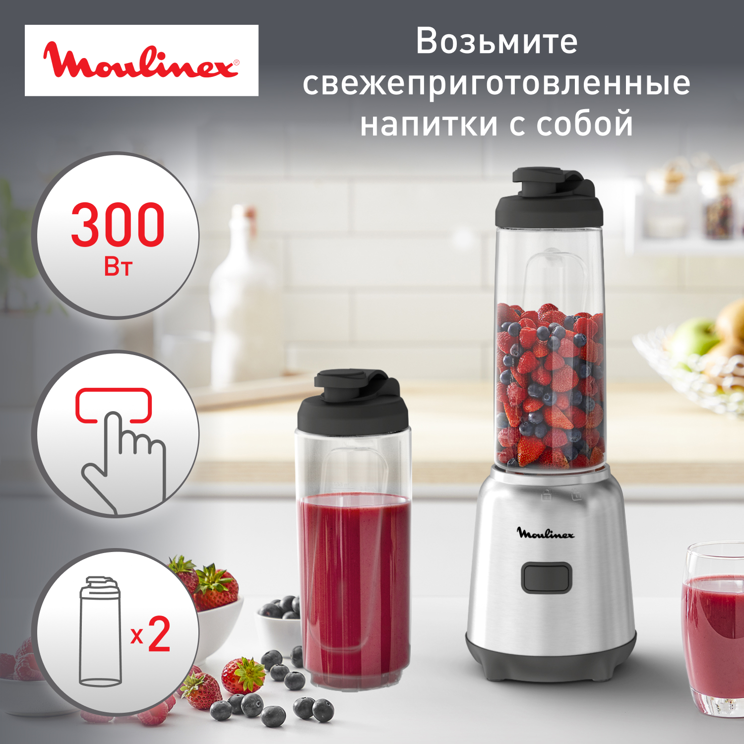 Блендер Moulinex LM15FD10 Silver