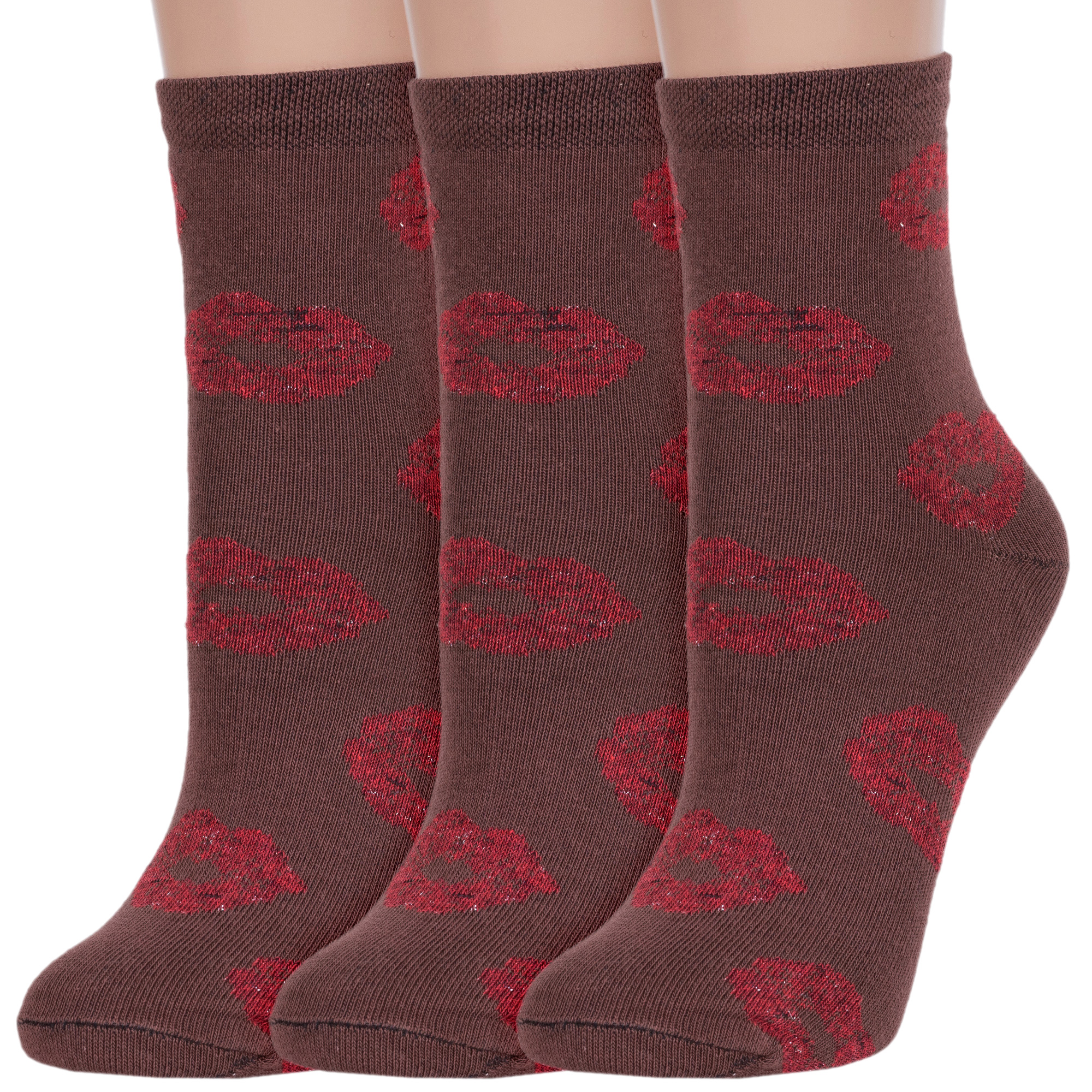 Комплект носков женских Альтаир 3-С212 коричневых; красных 23