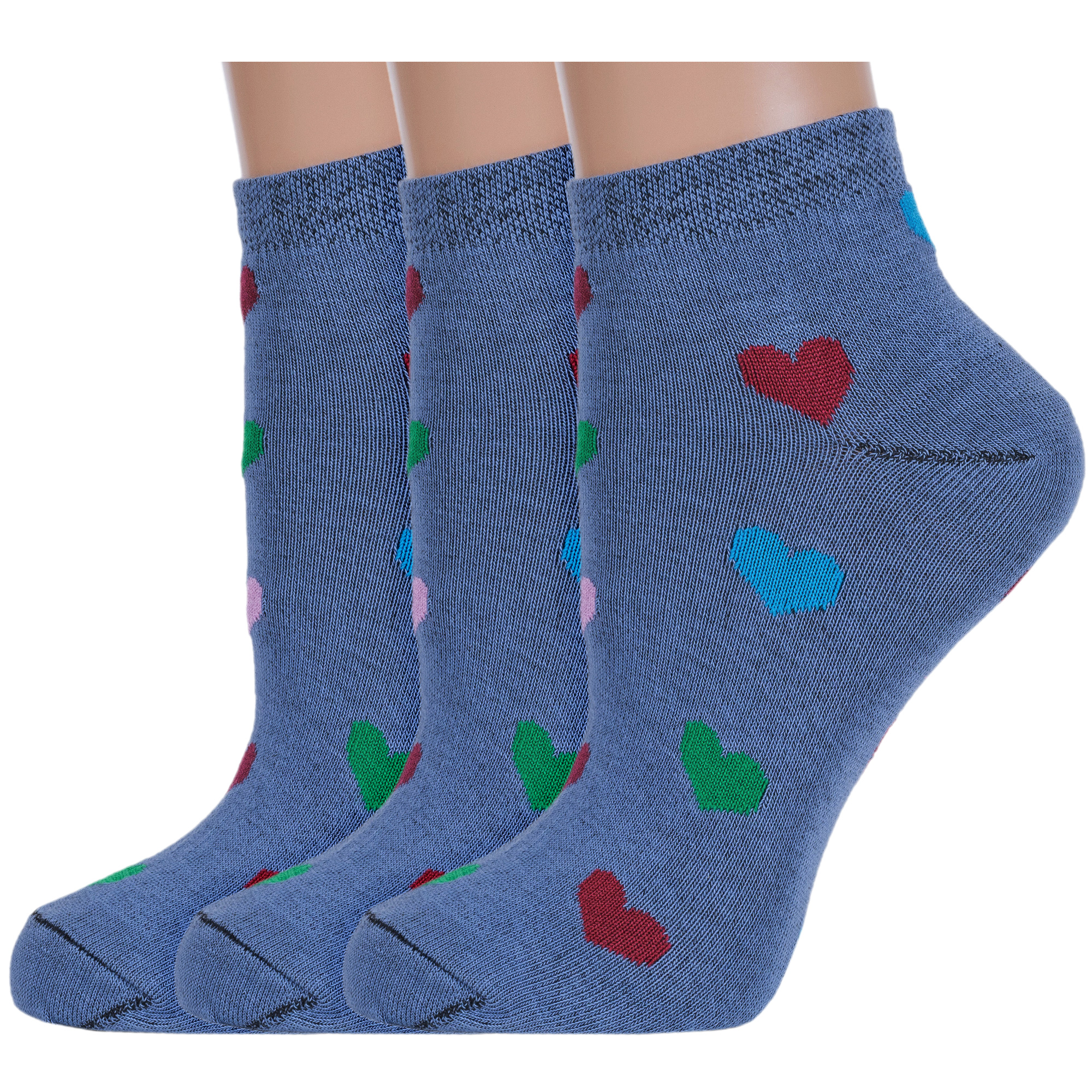 Комплект носков женских Альтаир 3-С118 синих; красных; зеленых; голубых 23-25