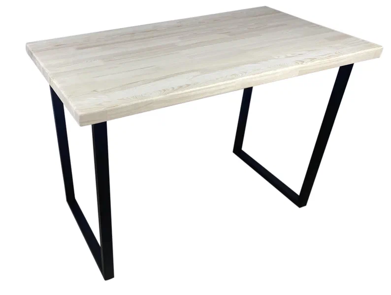 Стол кухонный Solarius Loft металл-дерево 100х60х75, без шлифовки и покрытия, черные ножки